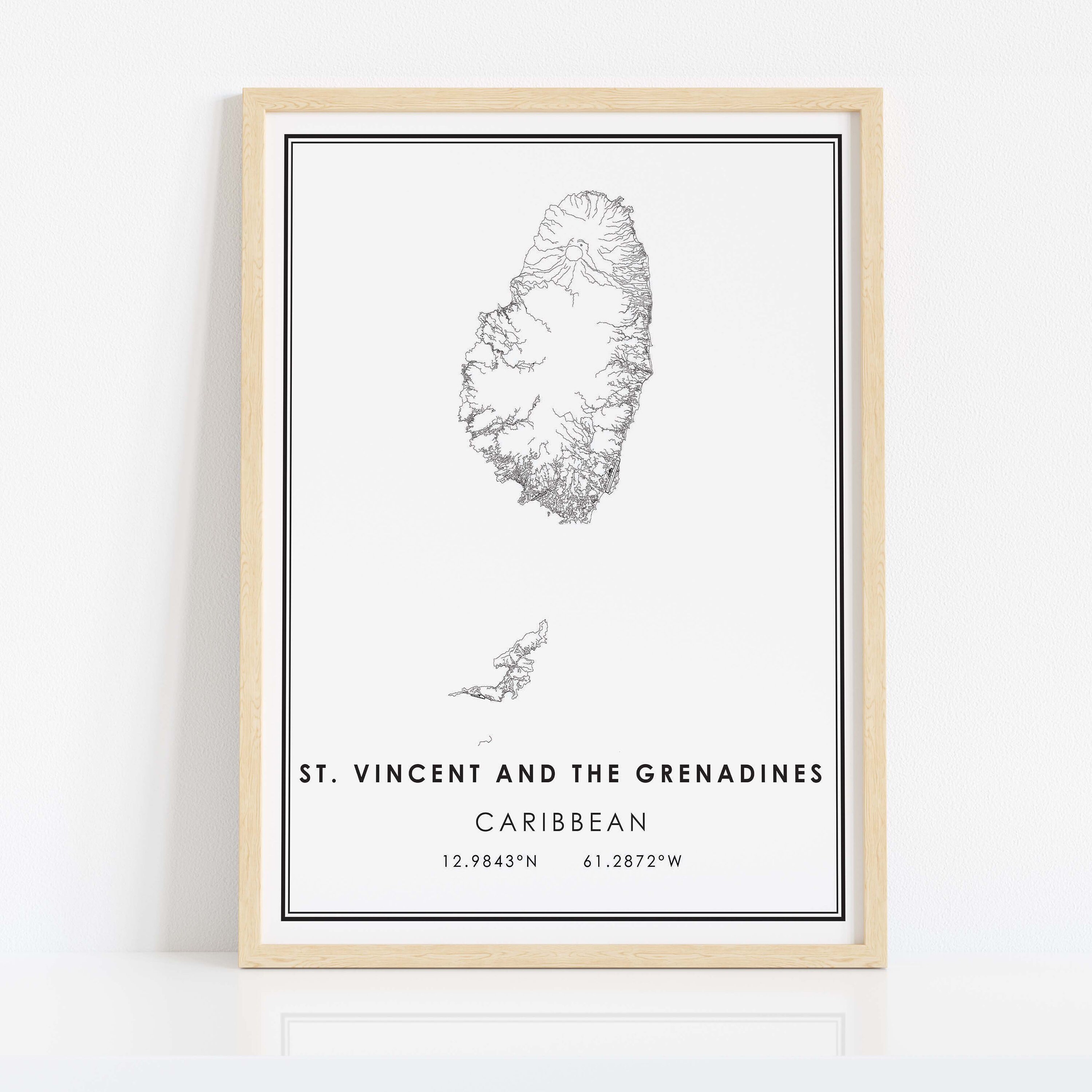 Saint Vincent and the Grenadines Map Print Poster Canvas | Caribbean ...