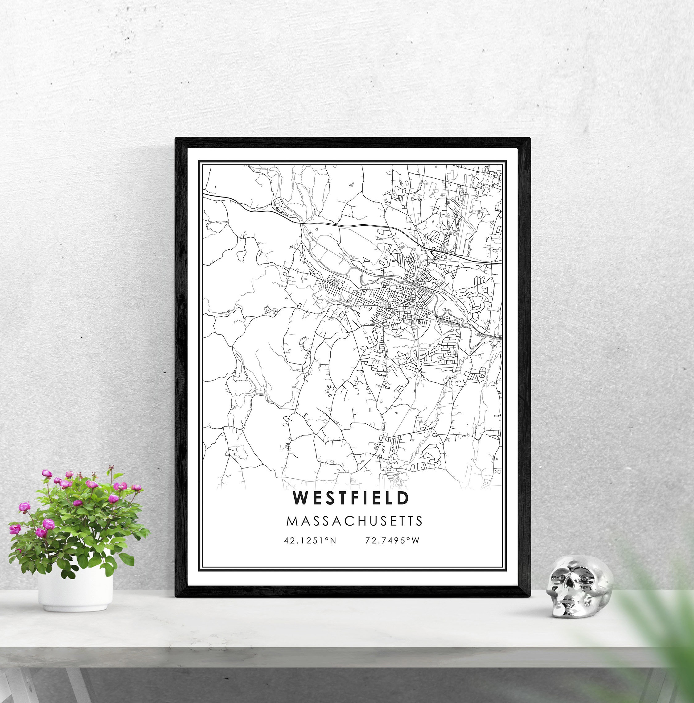 Westfield map print poster canvas Westfield Street map | Etsy