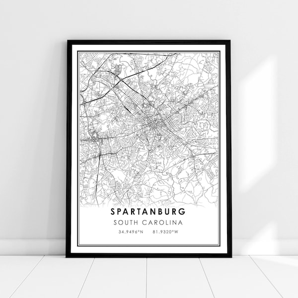 Spartanburg Sc Map - Etsy