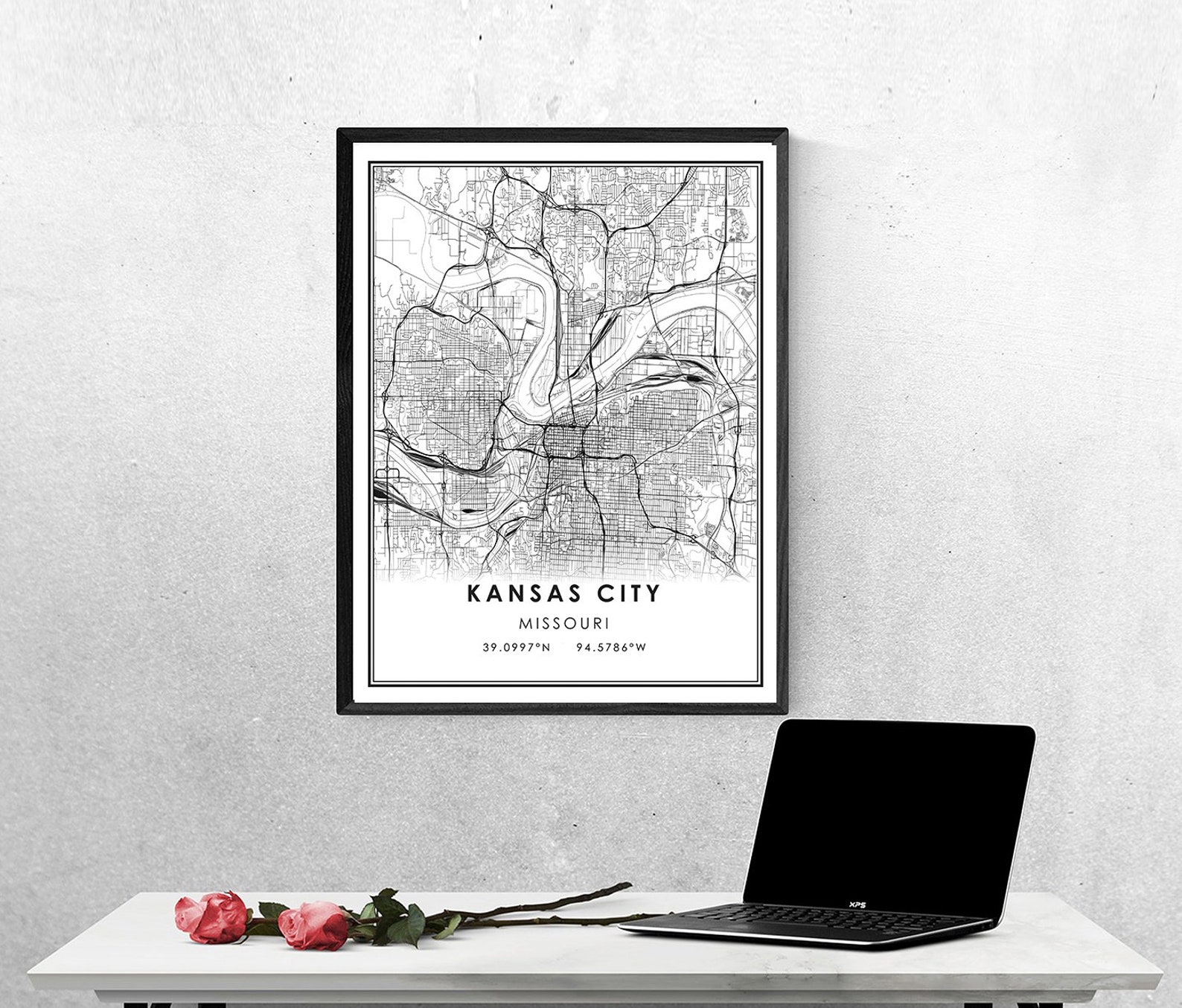 Kansas City map print poster canvas Kansas City Missouri | Etsy