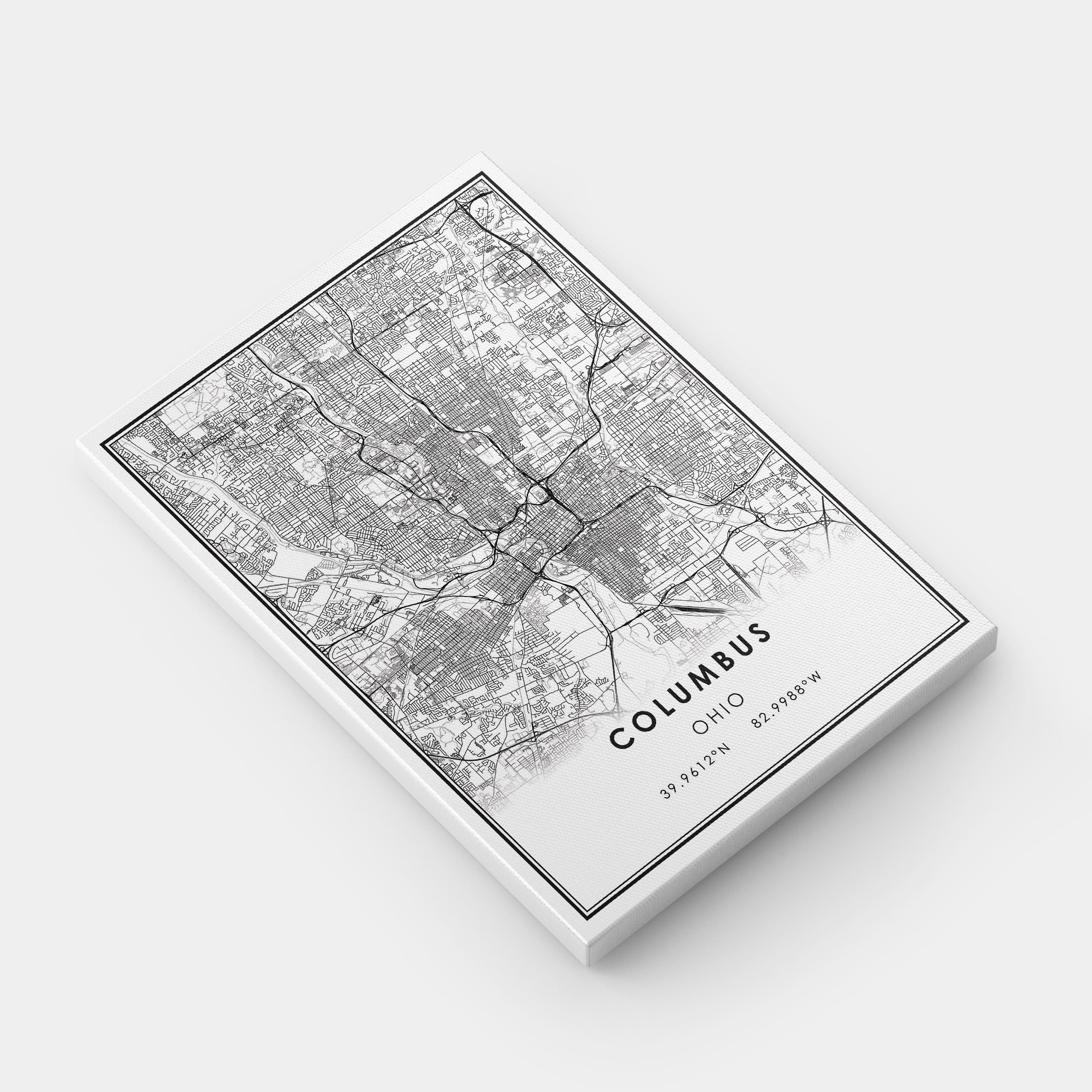 Columbus Map Print Poster Canvas | Ohio Map Print Poster Canvas ...