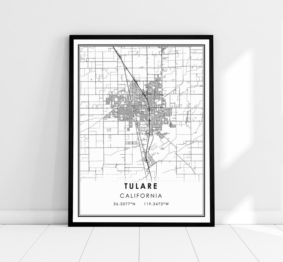 Tulare California Map Print Poster Canvas | Tulare California City Map ...