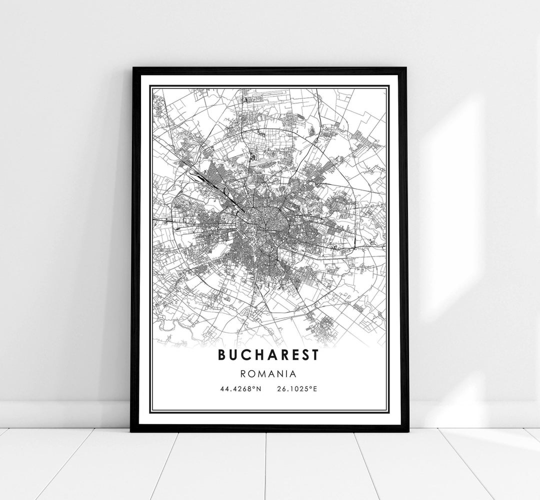 Bucharest Map Print Poster Canvas Romania Map Print Poster Canvas ...