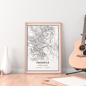 Frederick Map Print Poster Canvas | Maryland Map Print Poster Canvas ...