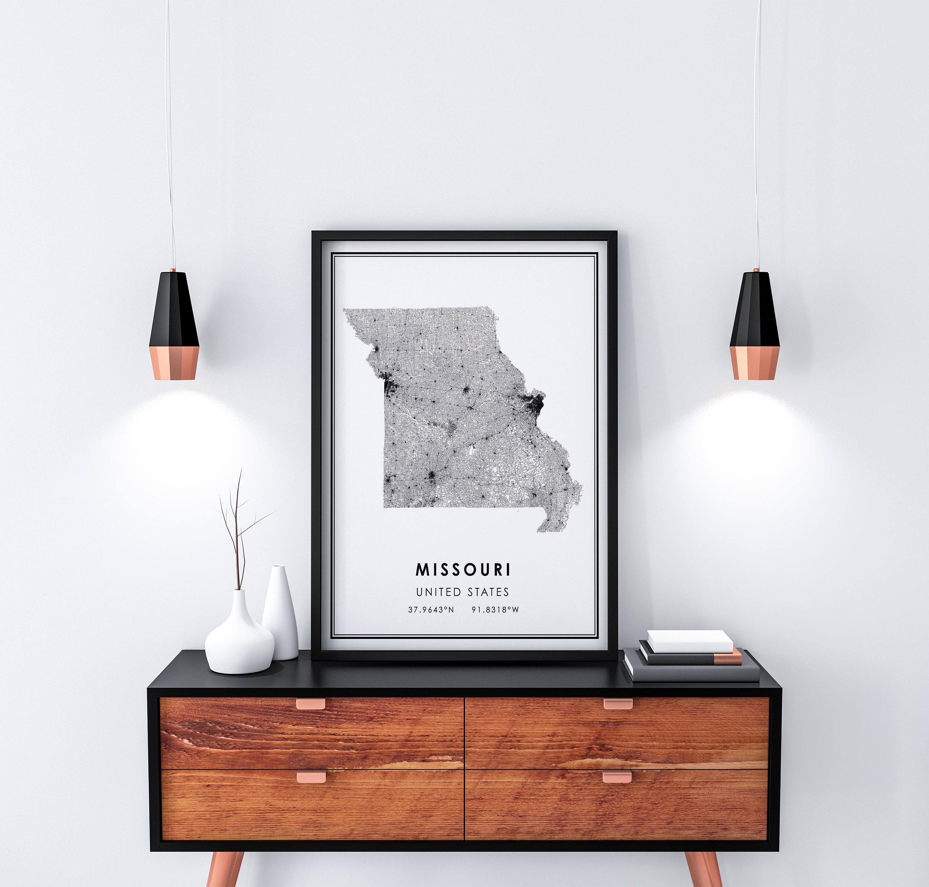 Missouri State United States Map Print Poster Canvas | Missouri State ...