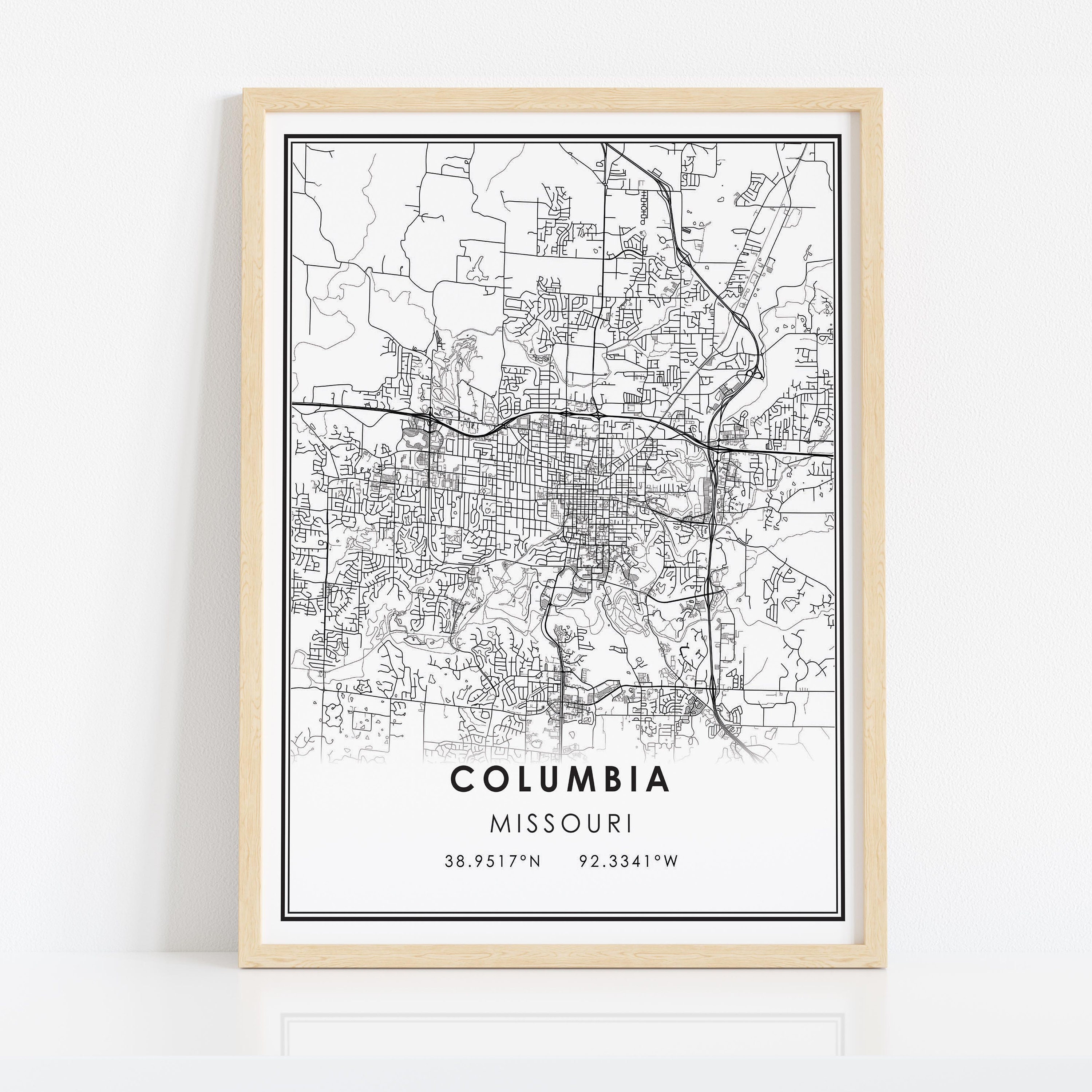 Columbia Map Print Poster Canvas Missouri Map Print Poster | Etsy