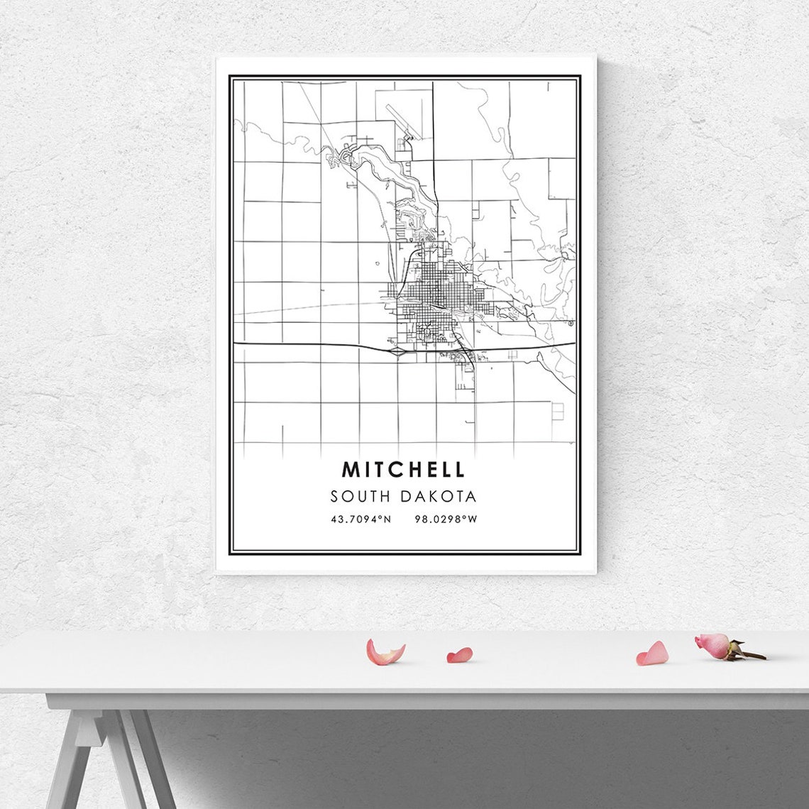Mitchell map print poster canvas South Dakota map print | Etsy