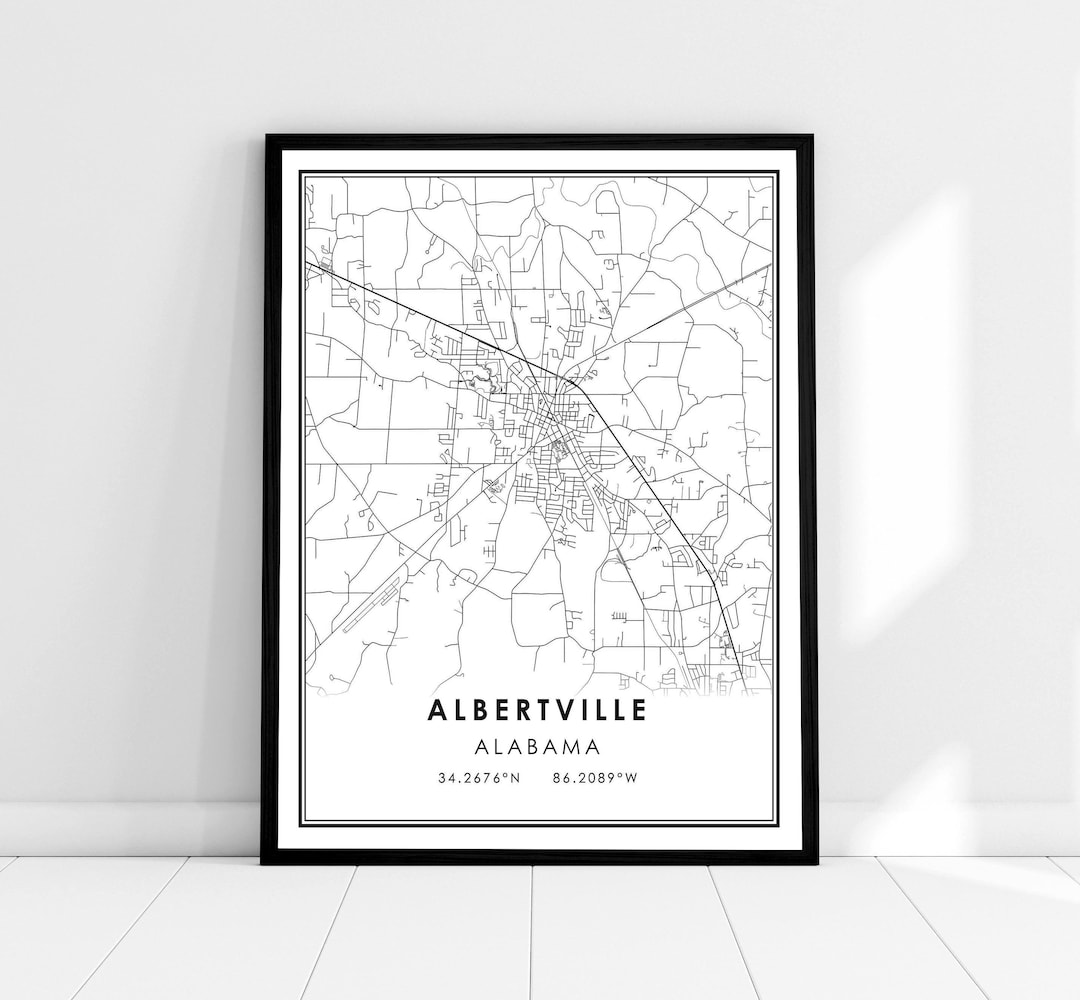 Albertville Map Print Poster Canvas | Alabama Map Print Poster Canvas ...