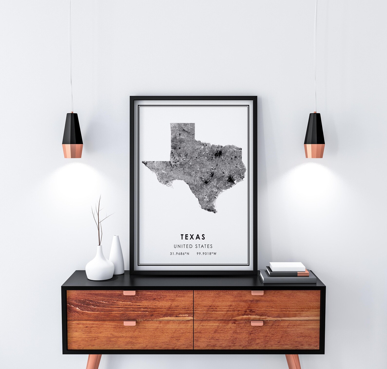 Texas United States Map Print Poster Canvas | Texas United States Road ...