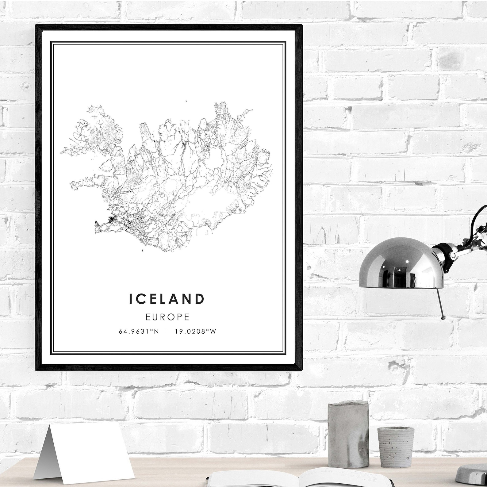 Iceland Country Map Print Poster Canvas Iceland Road Map | Etsy