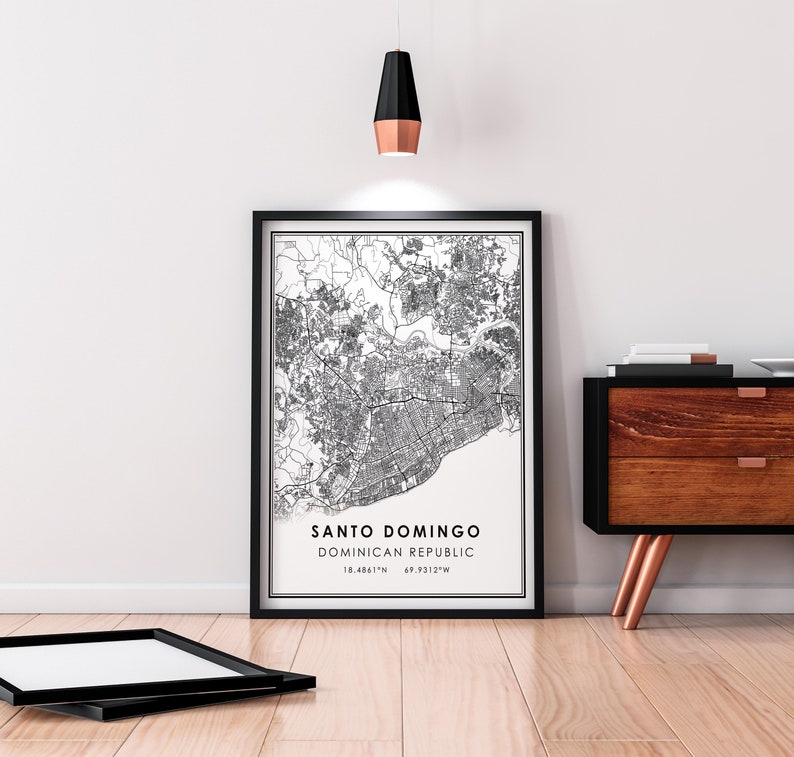 Santo Domingo Map Print Poster Canvas | Dominican Republic Map Print ...