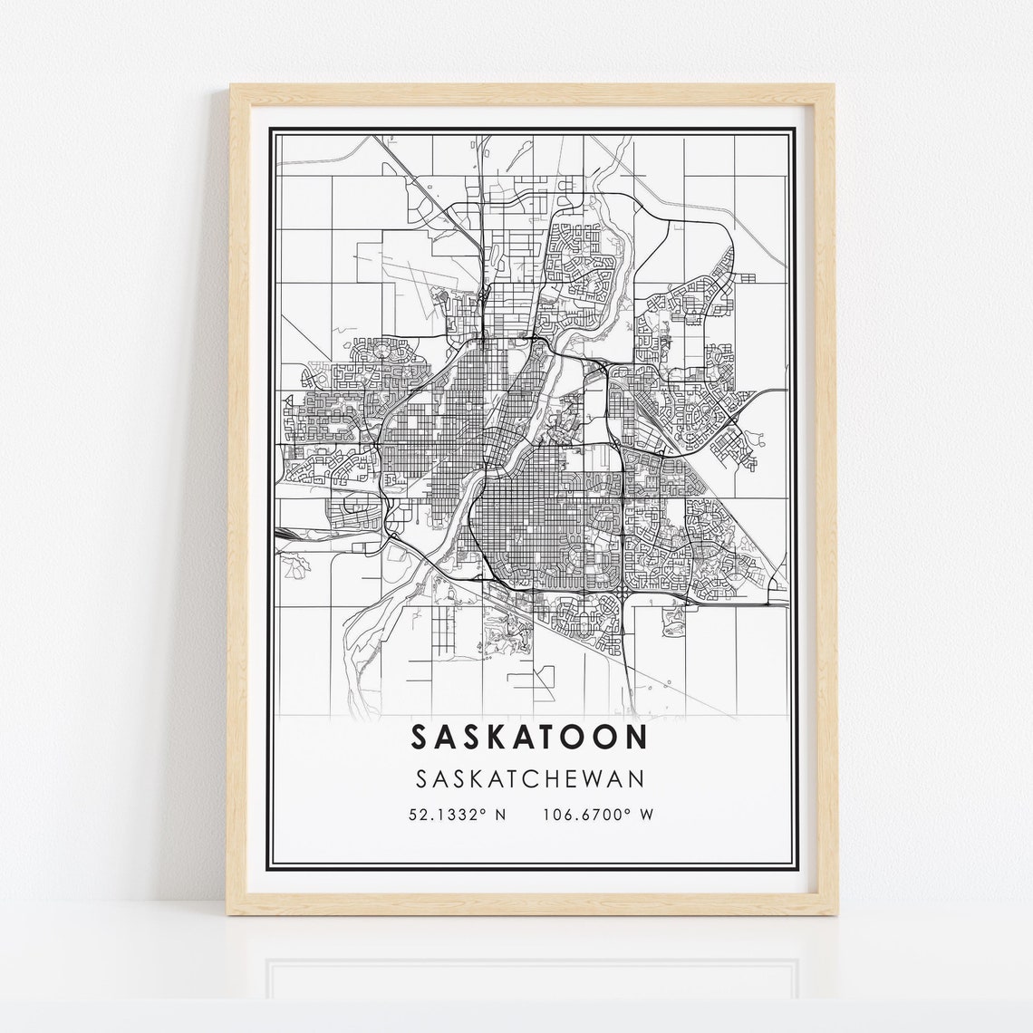 Saskatoon Map Print Poster Canvas | Saskatchewan Map Print Poster ...