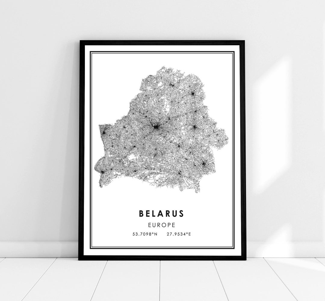 Belarus Map Print Poster Canvas | Belarus Country Map Print Poster ...