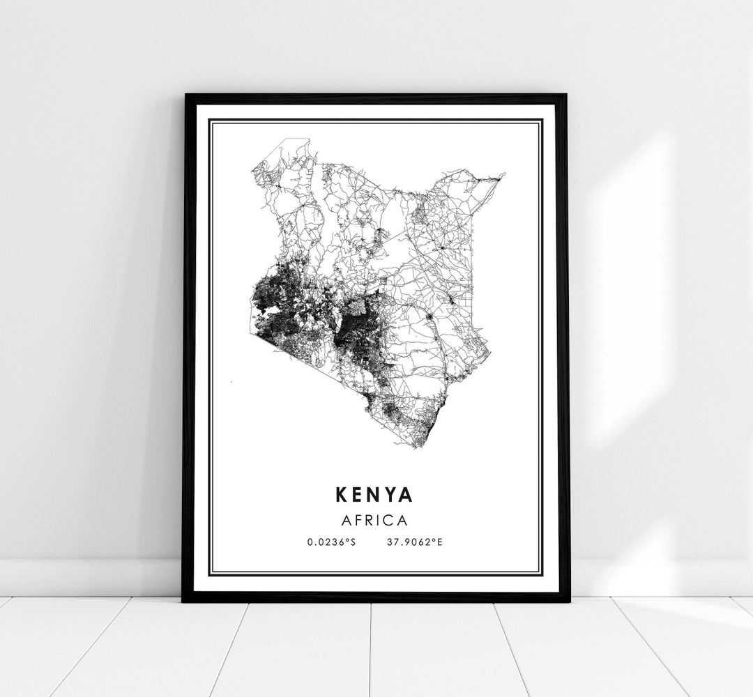 Kenya Map Print Poster Canvas | Africa Map Print Poster Canvas | Kenya ...