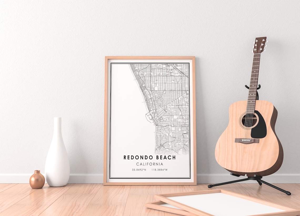 Redondo Beach Map Print Poster Canvas | California Map Print Poster ...
