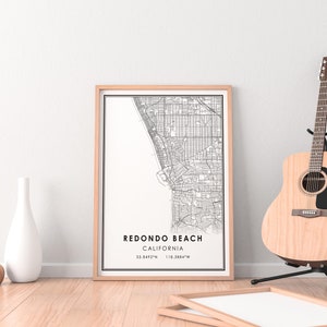 Redondo Beach Map Print Poster Canvas | California Map Print Poster ...