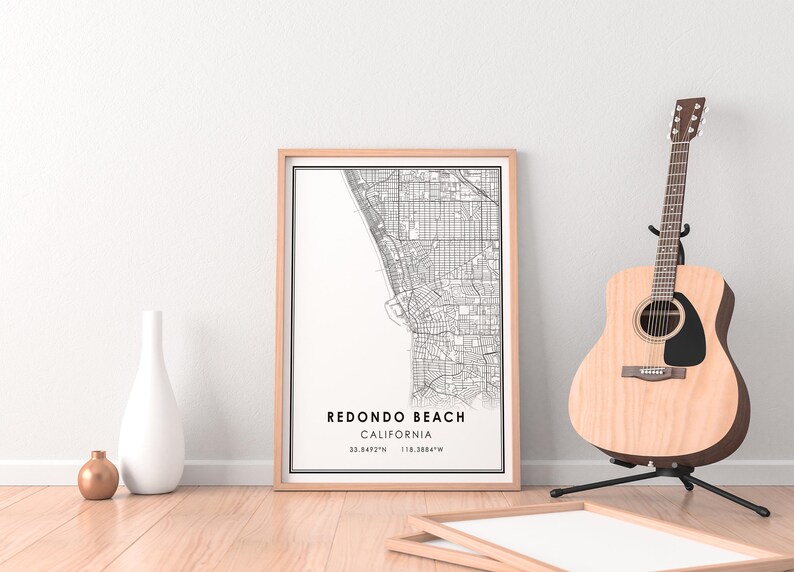 Redondo Beach Map Print Poster Canvas | California Map Print Poster ...