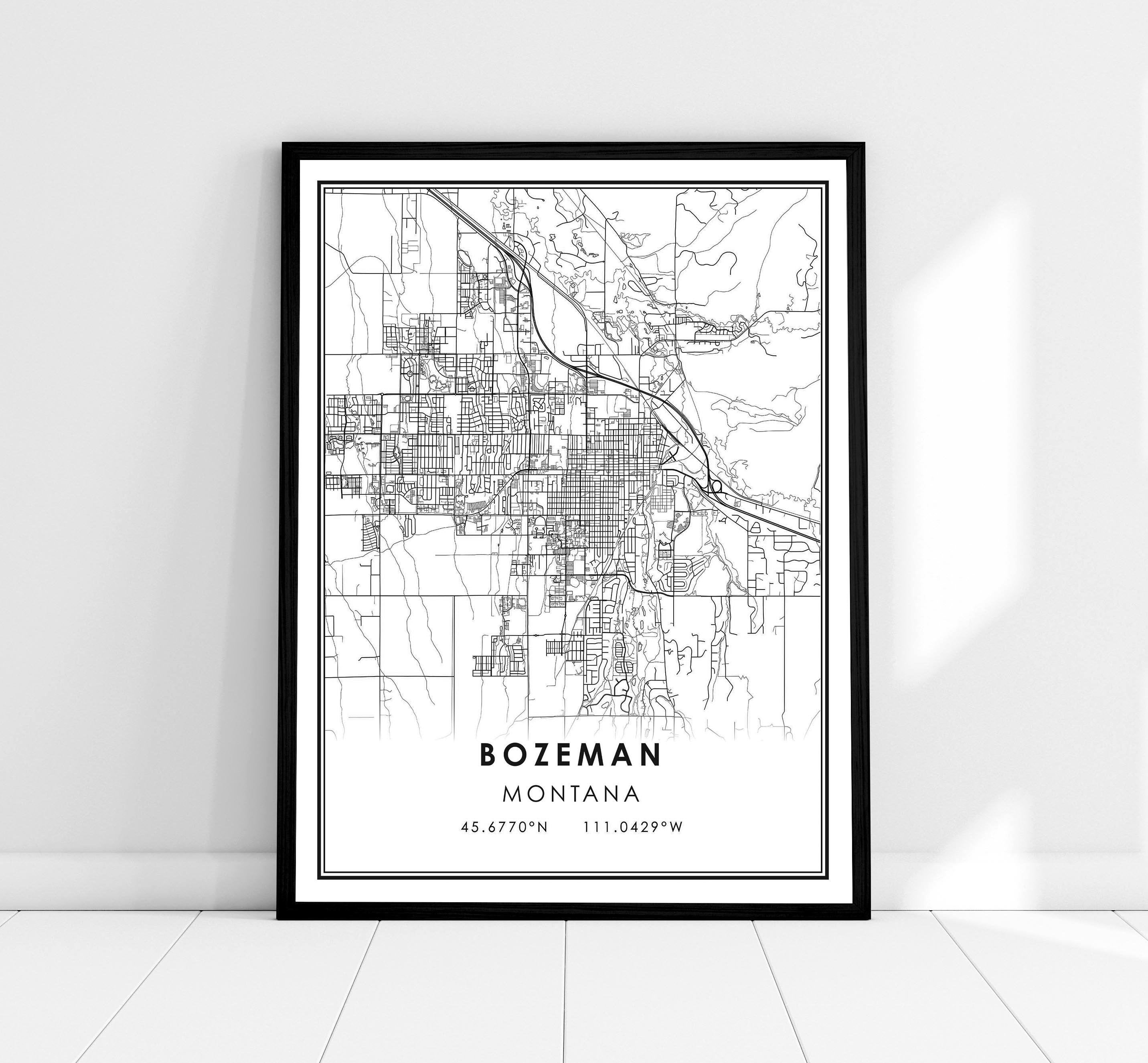 Bozeman map print poster canvas Montana map print poster - Etsy.de