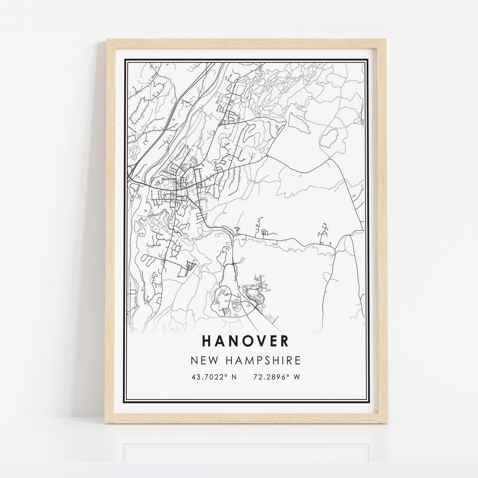 Hanover Map Print Poster Canvas New Hampshire Map Print - Etsy