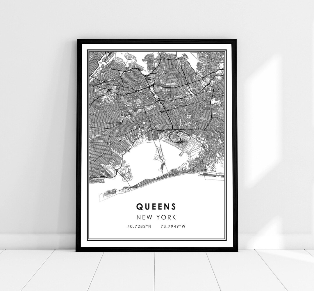 Queens Map Print Poster Canvas | New York Map Print Poster Canvas ...