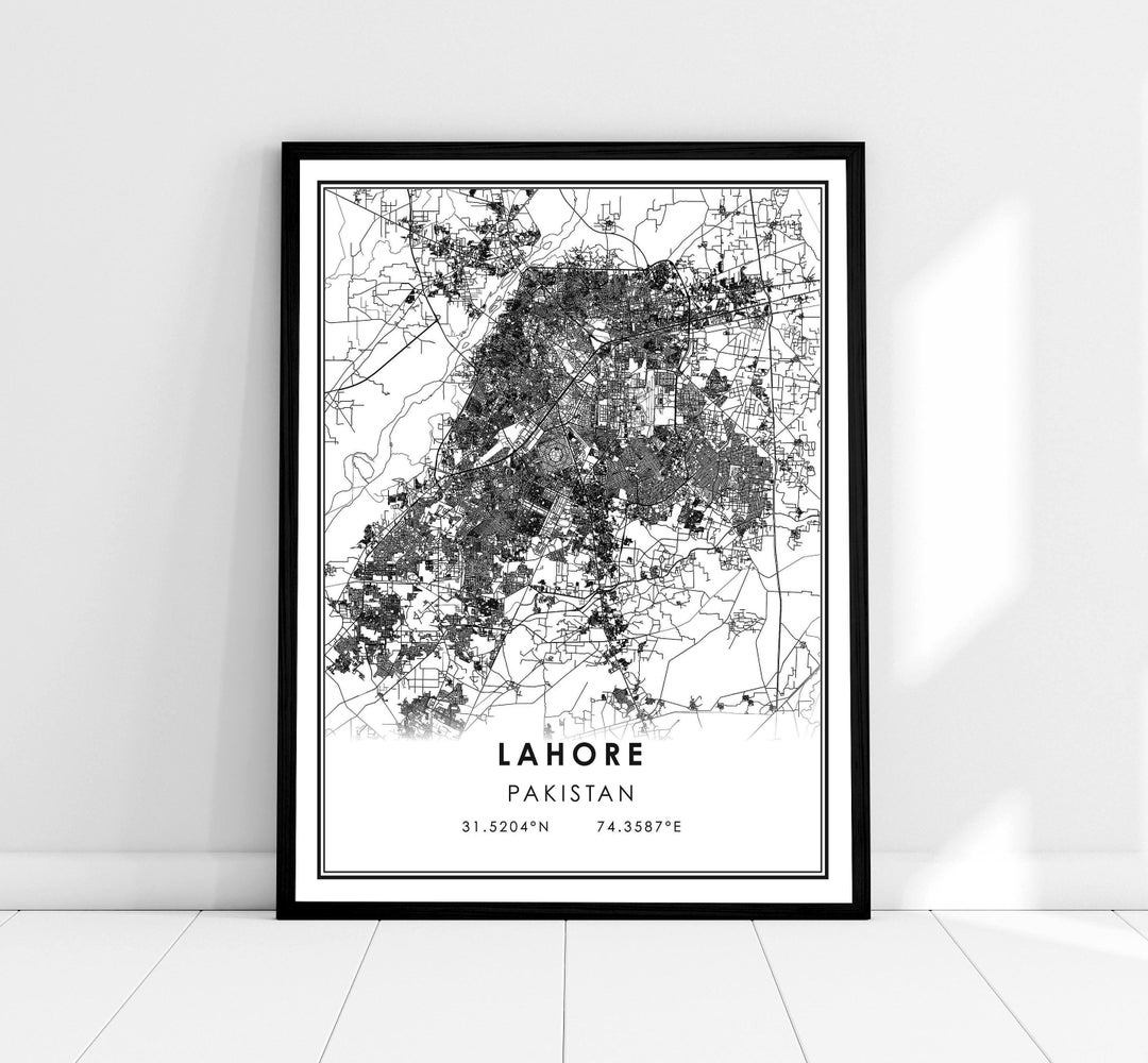 Lahore Map Print Poster Canvas | Pakistan Map Print Poster Canvas ...