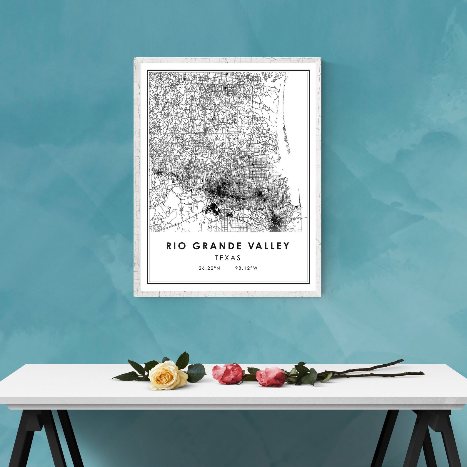 Rio Grande Valley map print poster canvas Texas Street map | Etsy