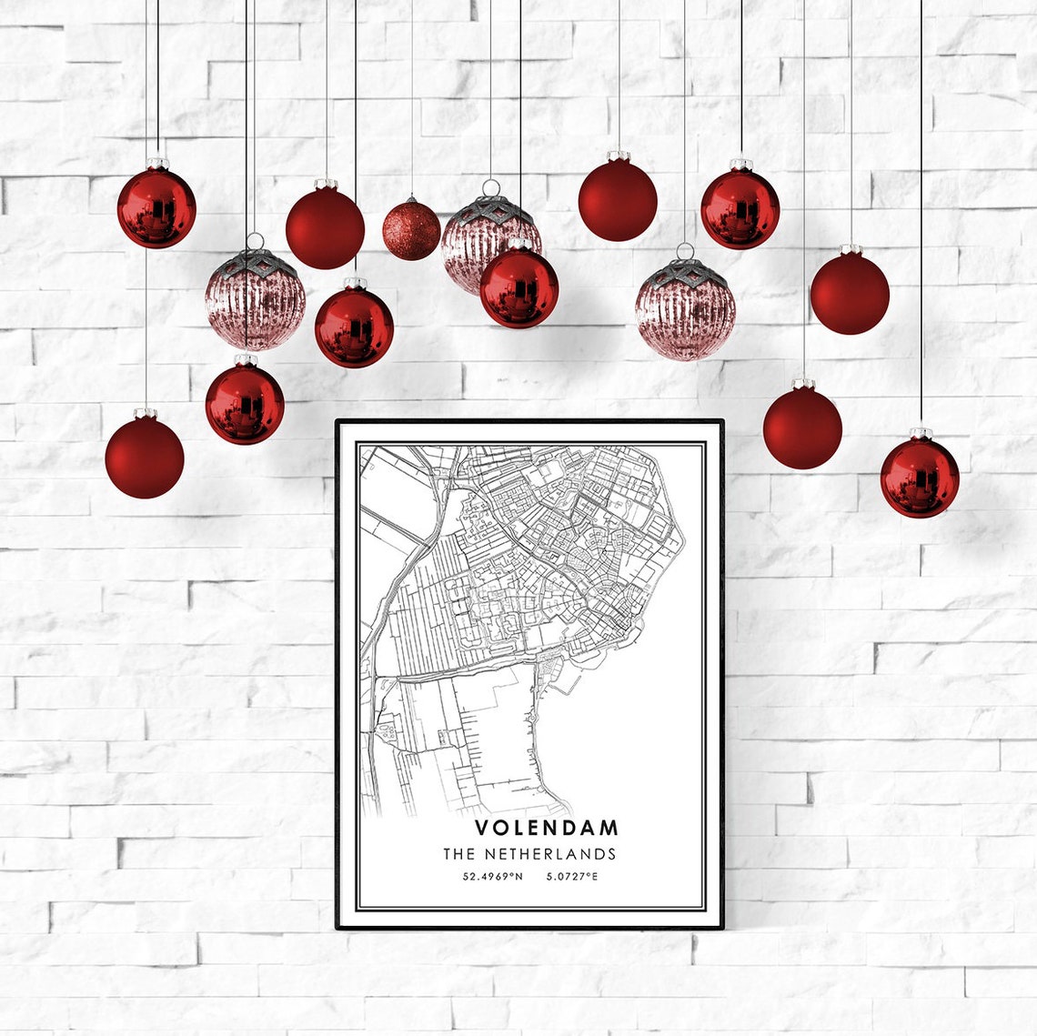 Volendam map print poster canvas Netherlands Street map | Etsy