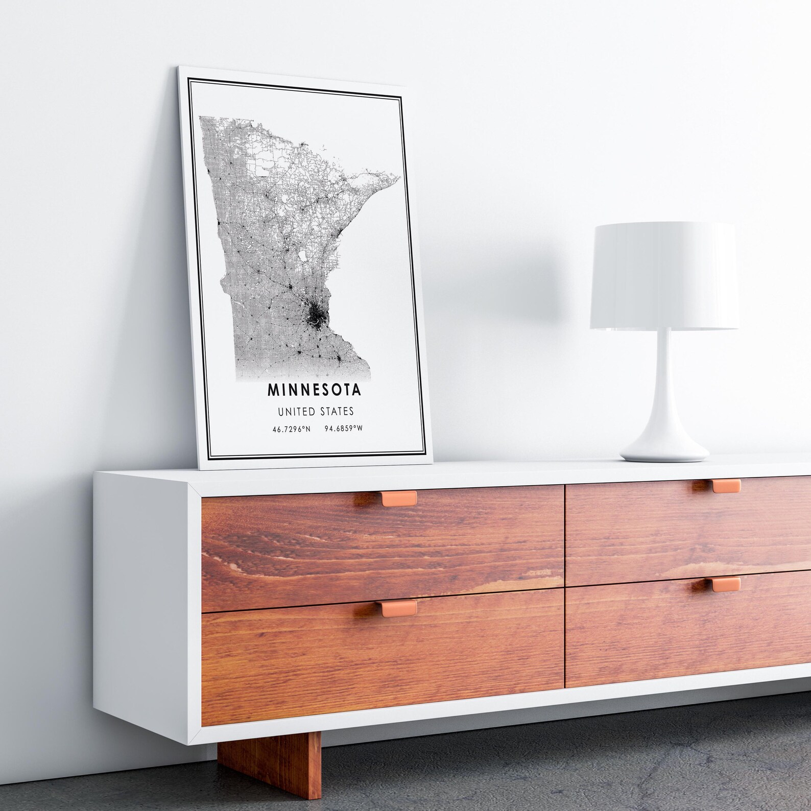 Minnesota US State United States Map Print Poster Canvas - Etsy