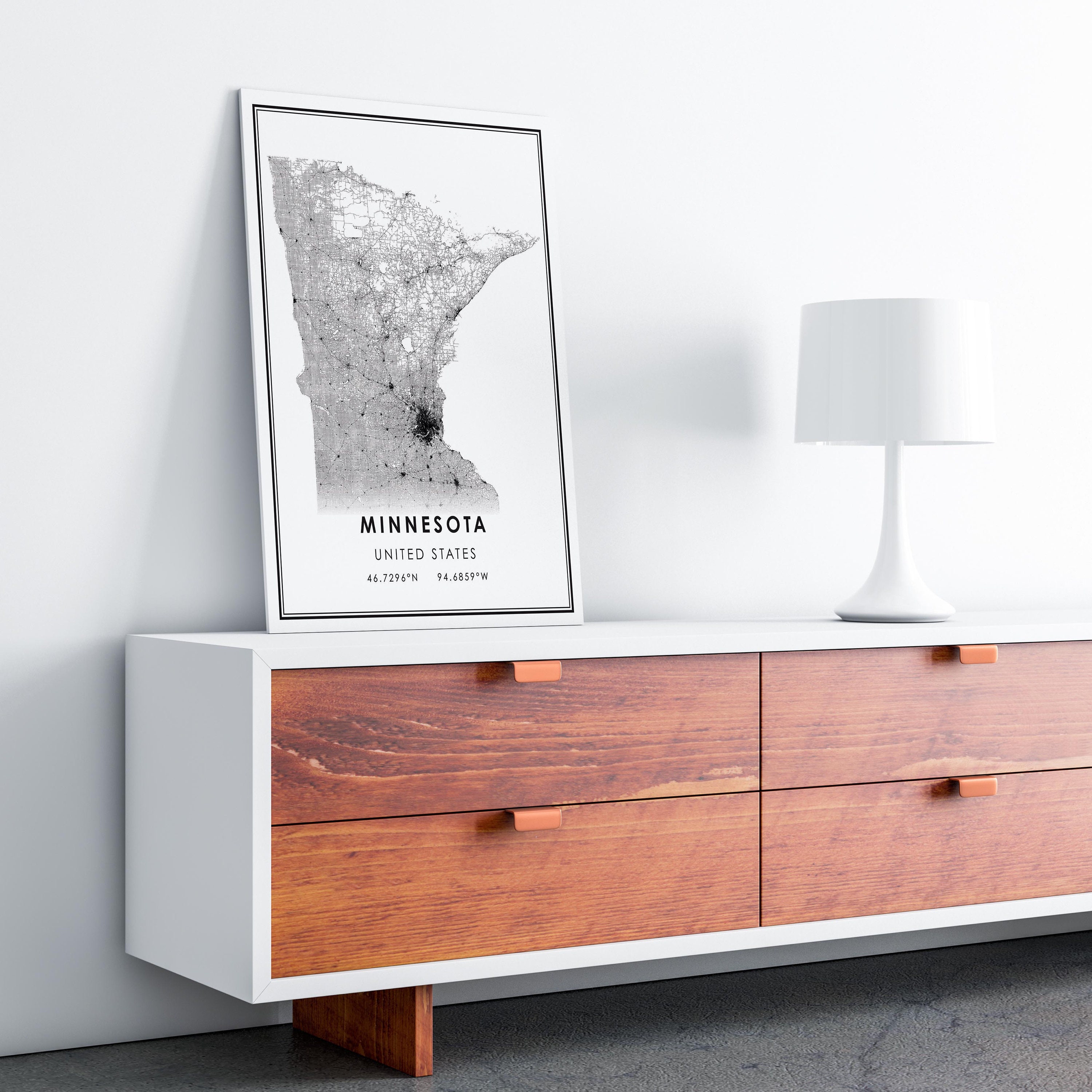 Minnesota US State United States Map Print Poster Canvas | Minnesota US ...