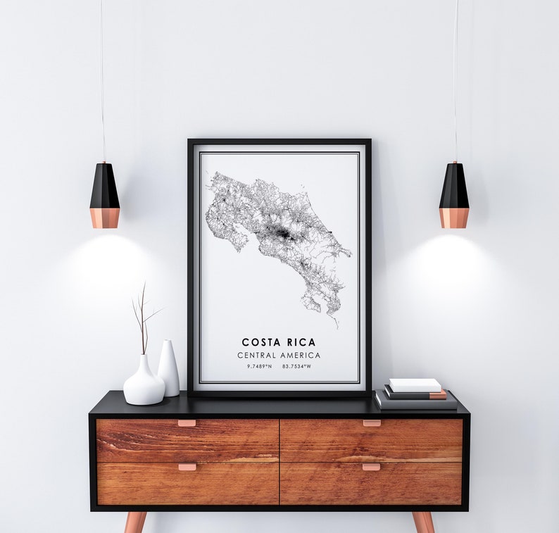 Costa Rica Map Print Poster Canvas Costa Rica Country - Etsy