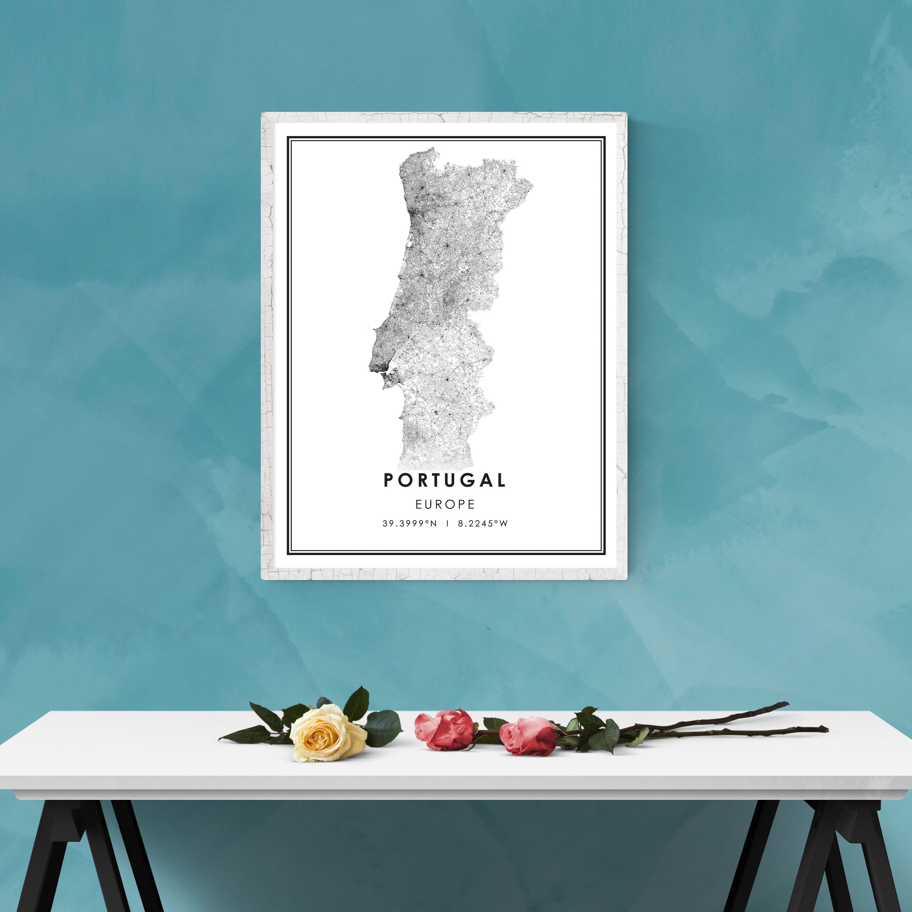 Portugal country map print poster canvas Portugal Country | Etsy