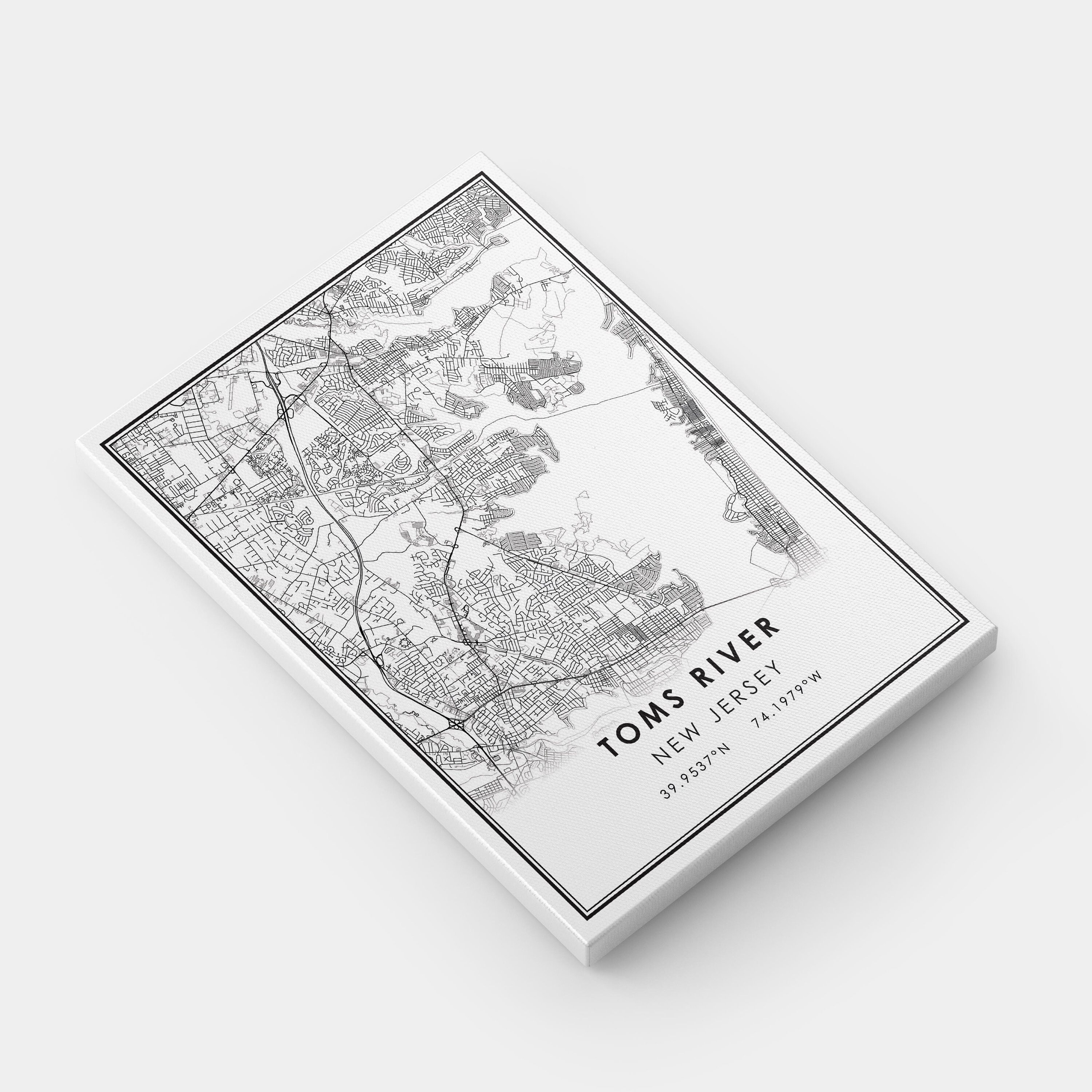 Toms River Map Print Poster Canvas | New Jersey Map Print Poster Canvas ...