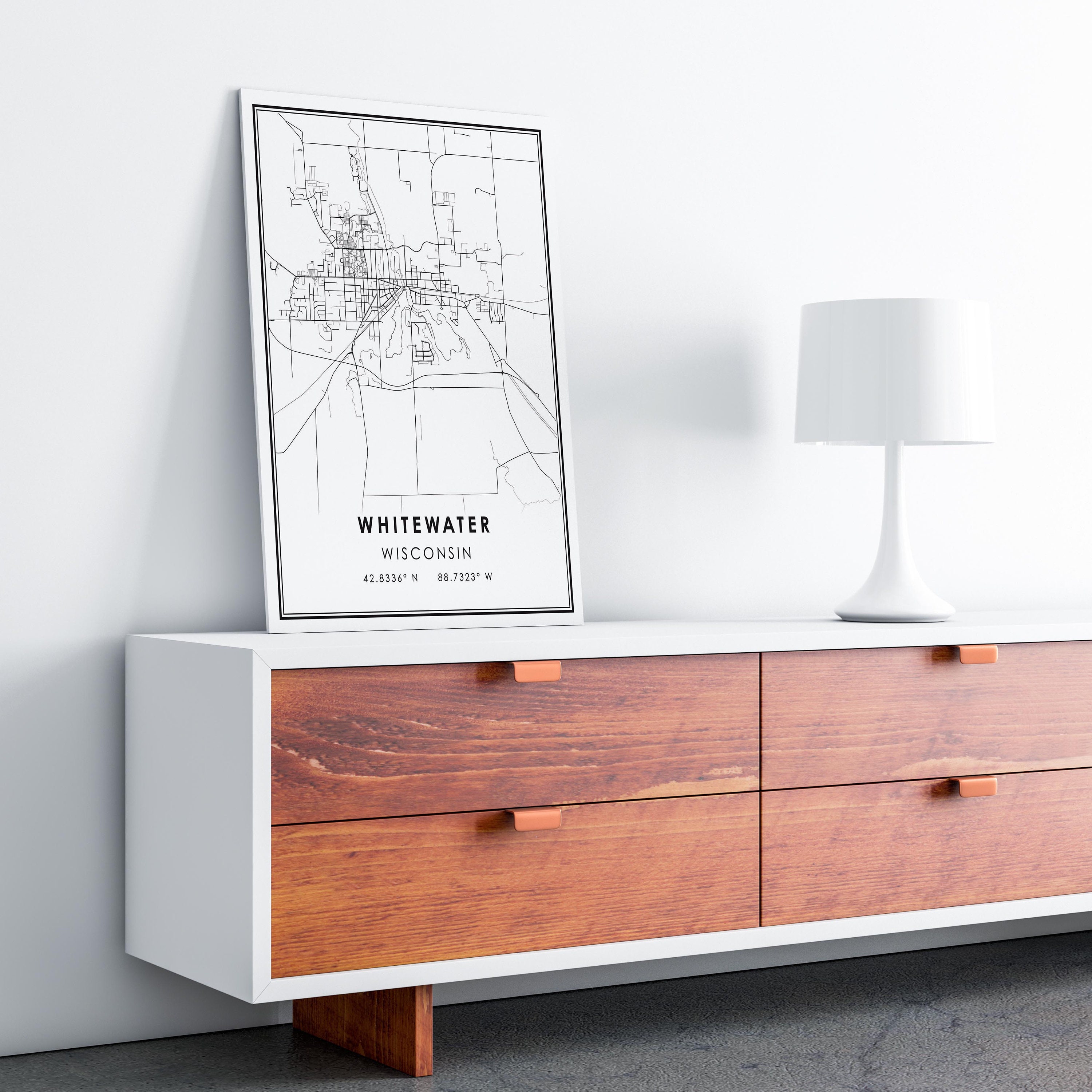 Whitewater Map Print Poster Canvas Wisconsin Map Print - Etsy