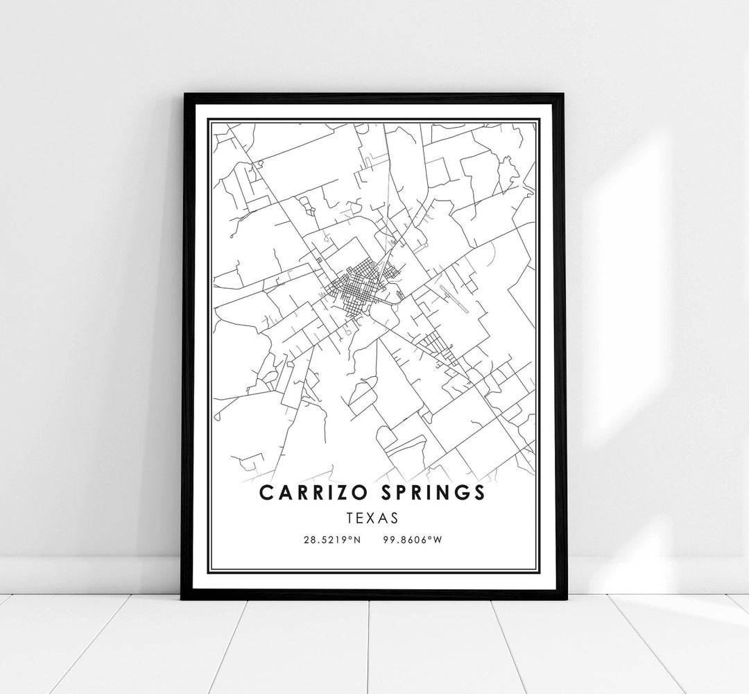 Carrizo Springs Map Print Poster Canvas | Texas Map Print Poster Canvas ...