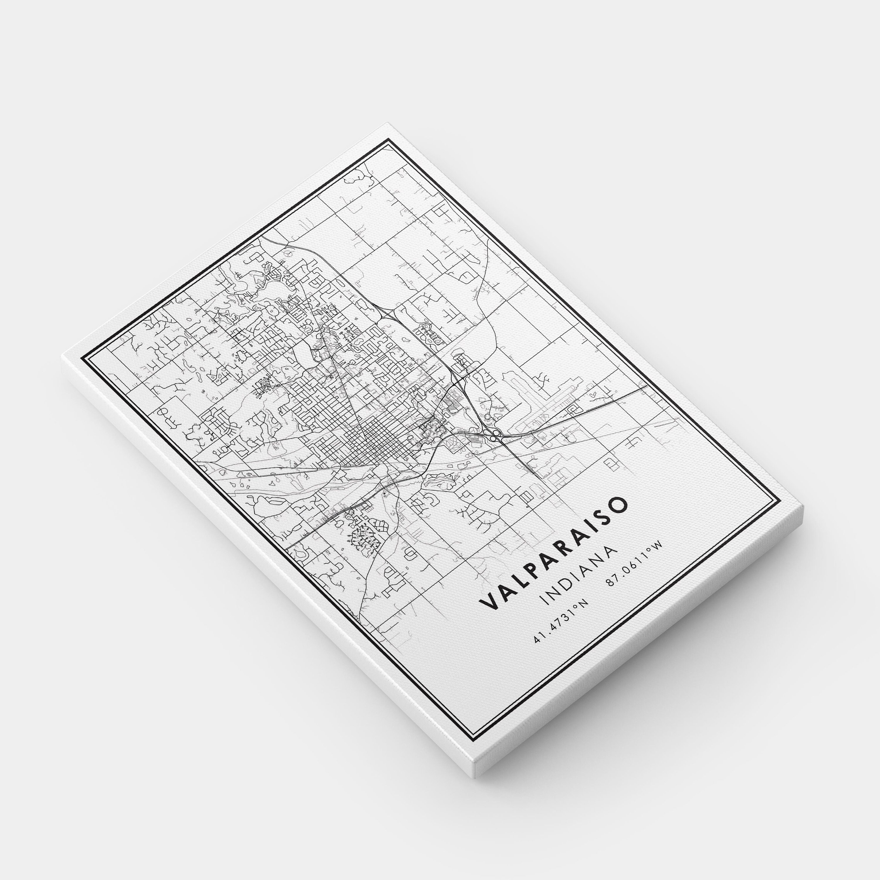 Valparaiso Map Print Poster Canvas Indiana Map Print Poster - Etsy