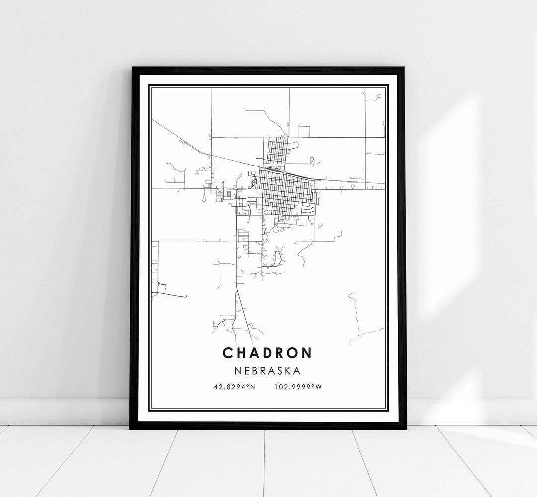 Chadron Nebraska Map Print Poster Canvas | Nebraska Chadron Map Print ...