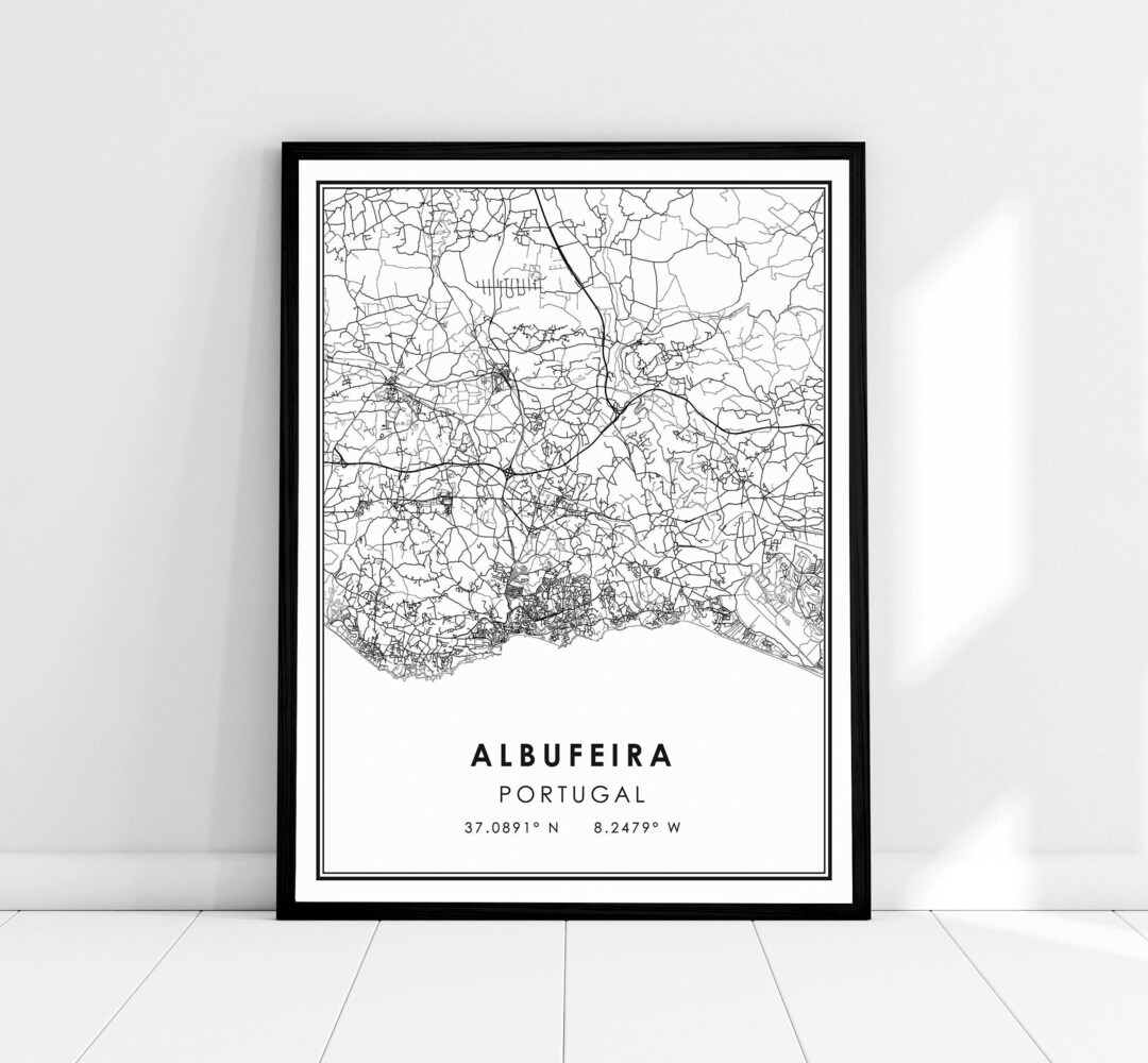 Albufeira Portugal Map Print Poster Canvas | Albufeira City Map Print ...