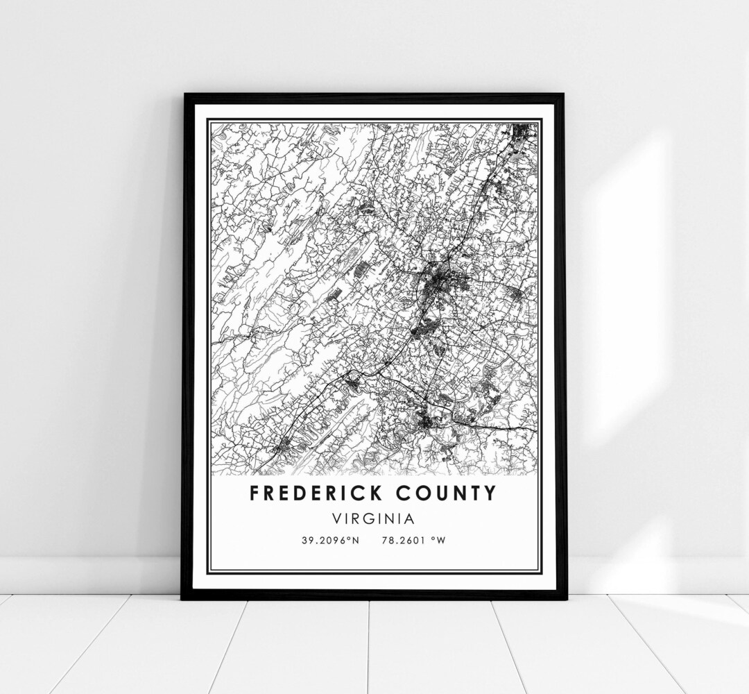 Frederick County Map Print Poster Canvas | Frederick County Map Print ...