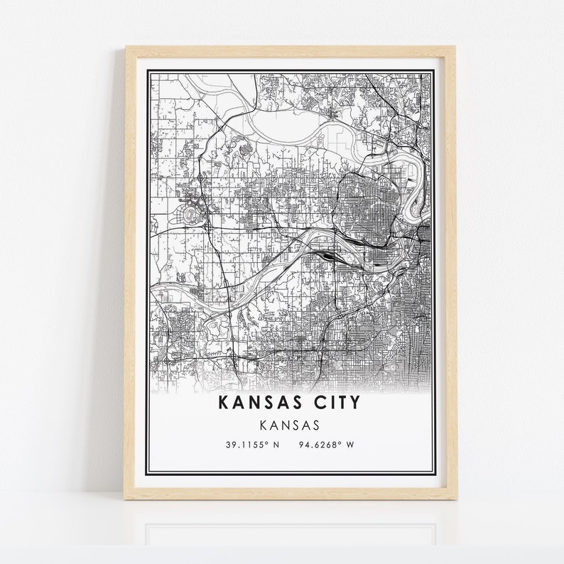 Kansas City Map Print Poster Canvas Kansas Map Print Poster - Etsy