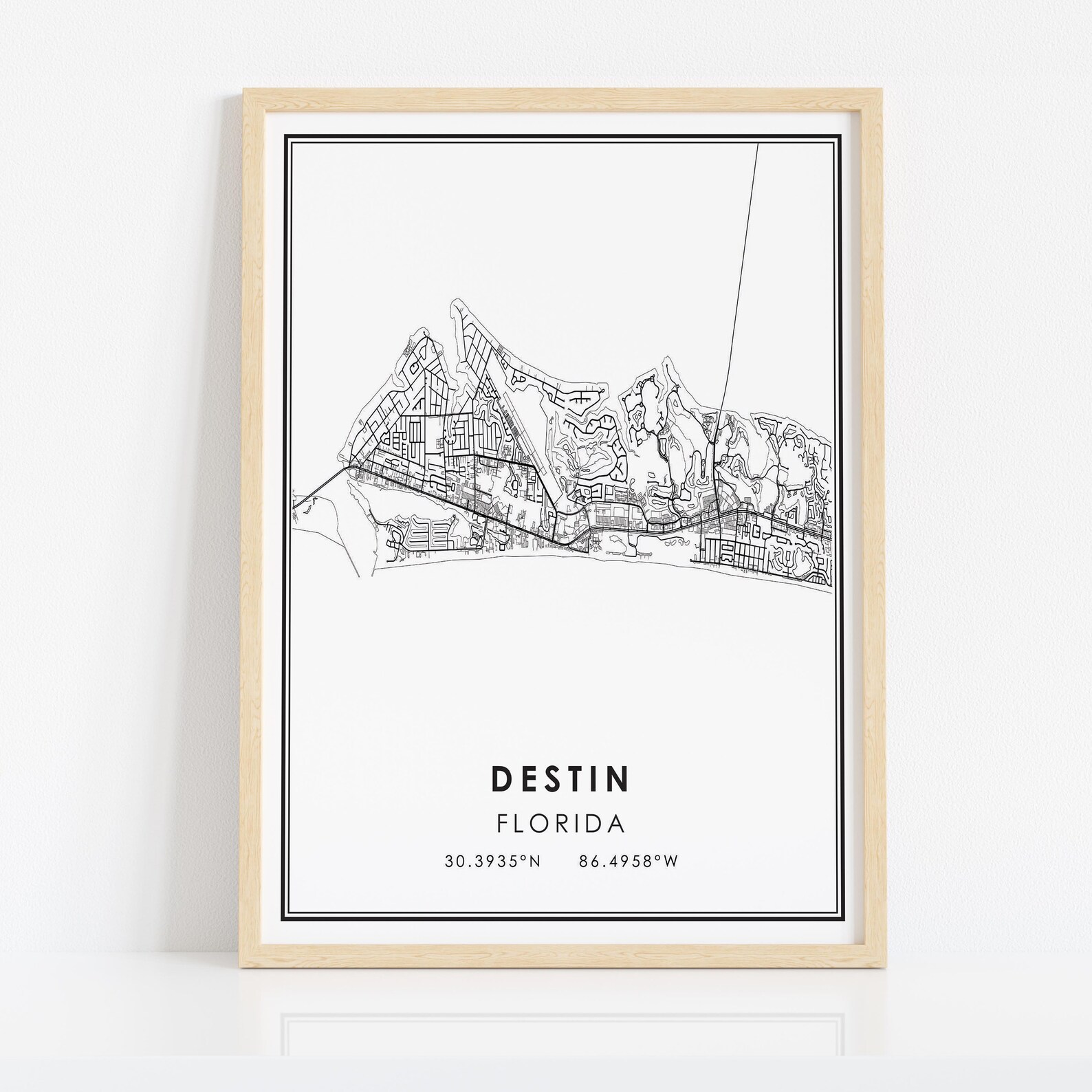 Destin Map Print Poster Canvas | Florida Map Print Poster Canvas ...