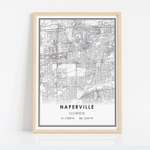 Naperville Map Print Poster Canvas | Illinois Map Print Poster Canvas ...