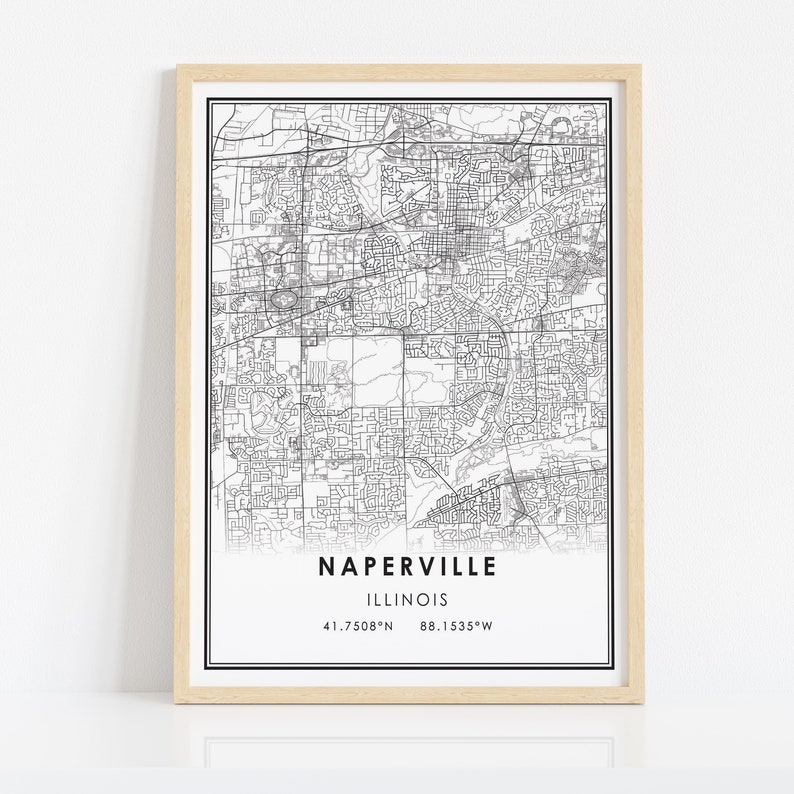 Naperville Map Print Poster Canvas Illinois Map Print Poster - Etsy