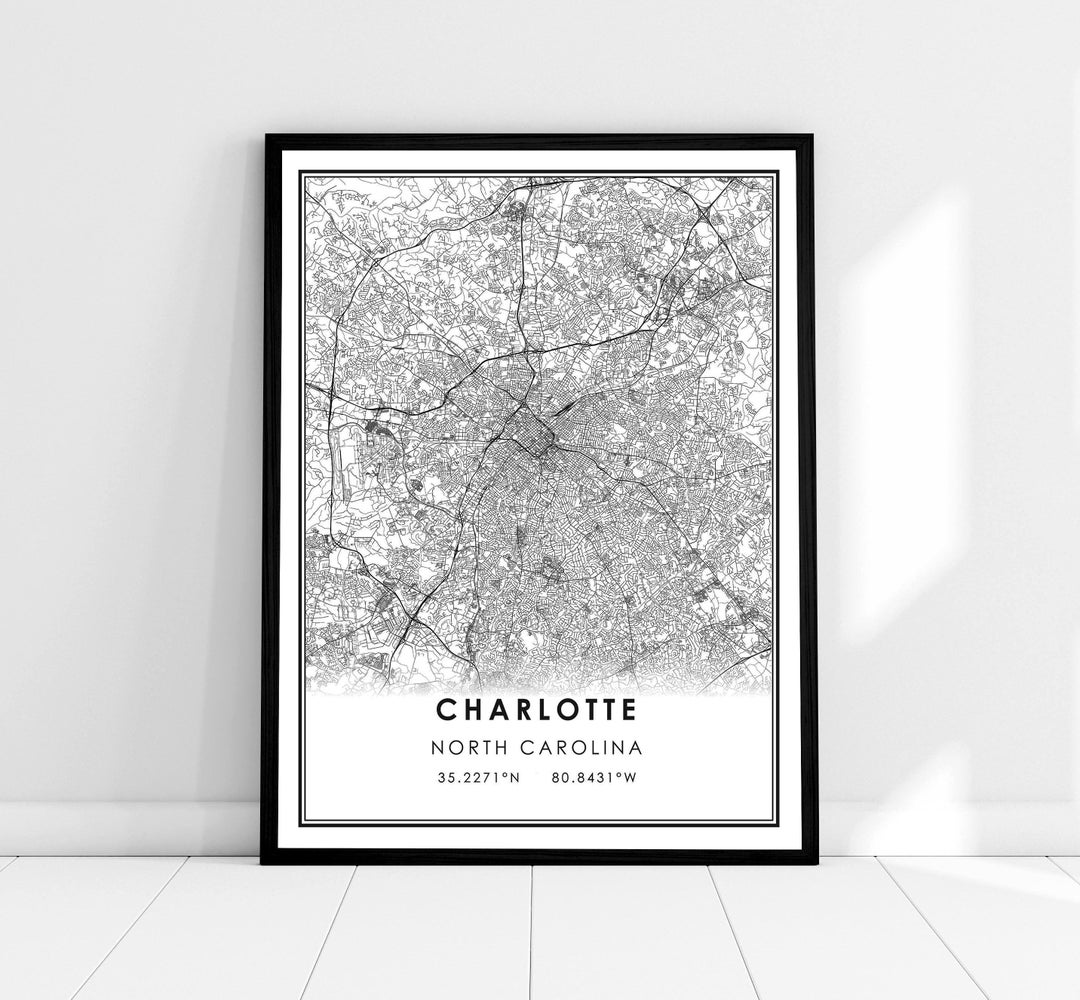 Charlotte Map Print Poster Canvas | Charlotte Map Print Poster Canvas ...