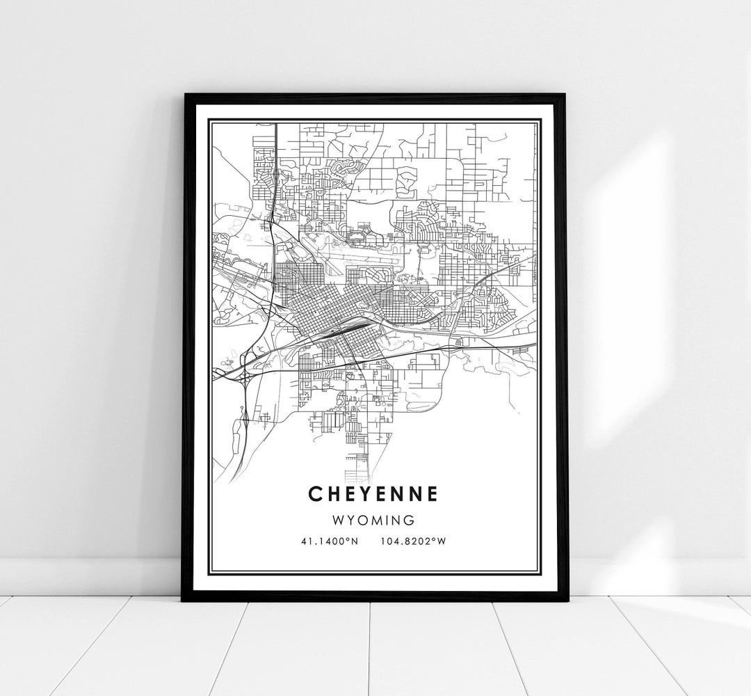 Cheyenne Map Print Poster Canvas | Wyoming Map Print Poster Canvas ...