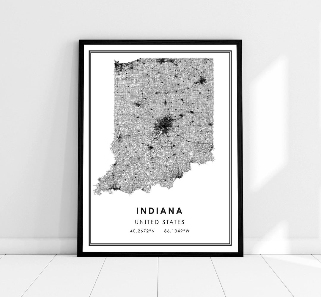 Indiana United States Map Print Poster Canvas Indiana United States ...
