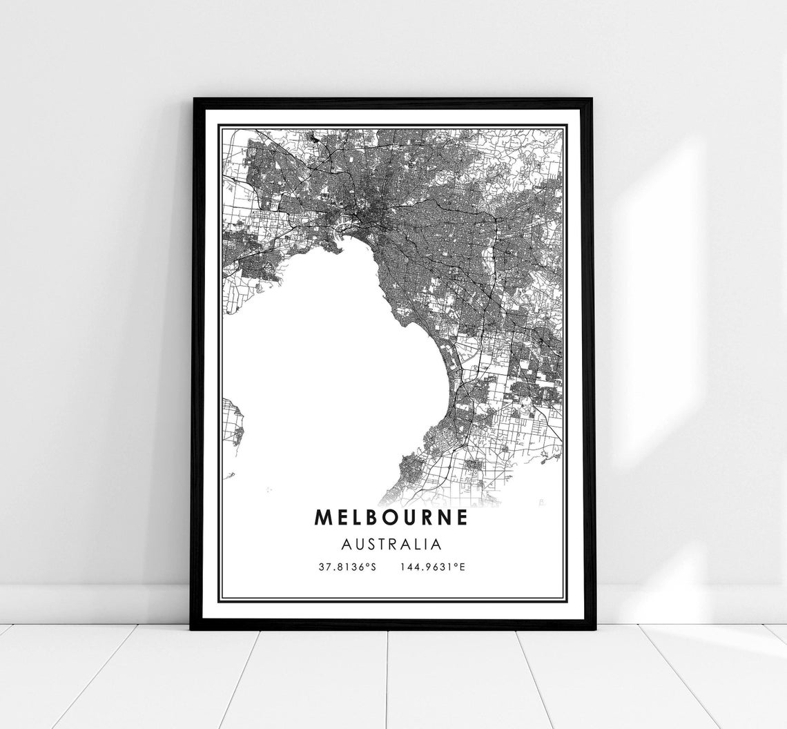 Melbourne Map Print Poster Canvas Australia Map Print Poster - Etsy
