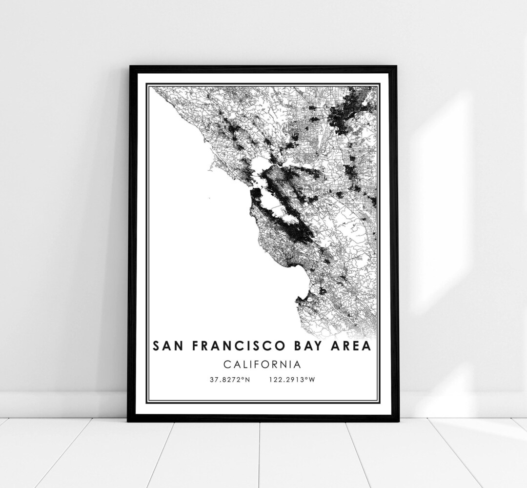 San Francisco Bay Area Map Print Poster Canvas | California Map Print ...