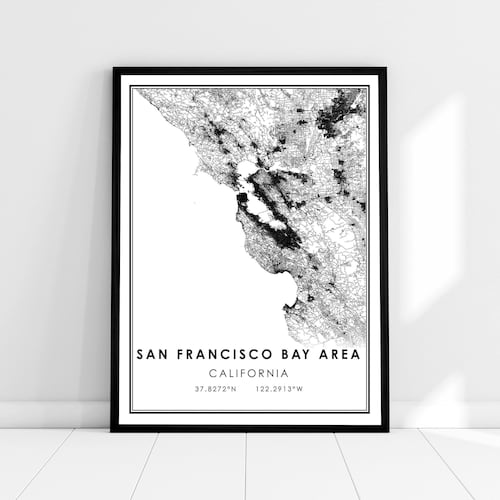 Bay Area California CA Blueprint Map Poster Art Print - Etsy