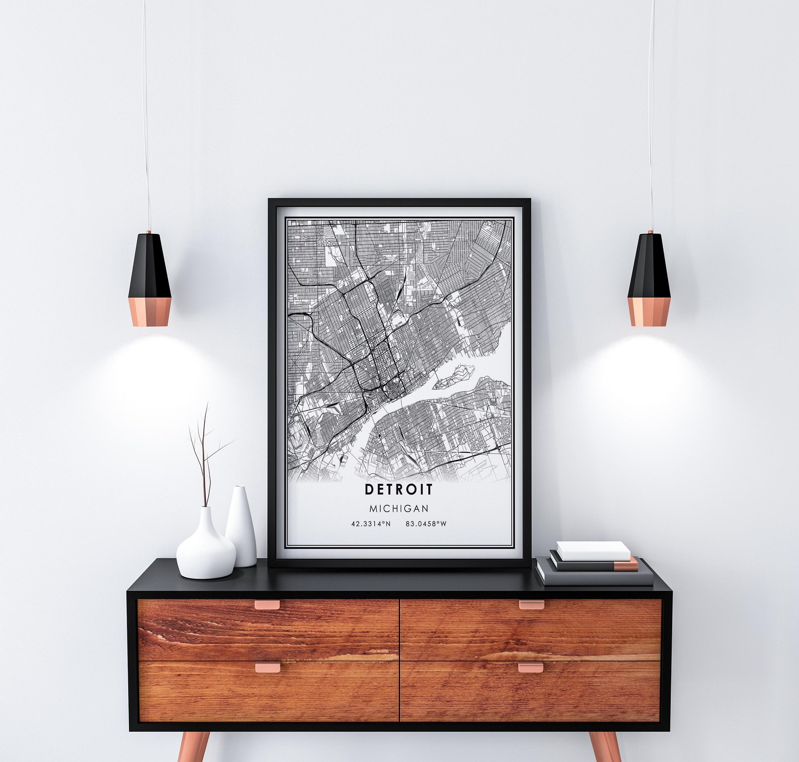 Detroit Map Print Poster Canvas Michigan Map Print Poster - Etsy
