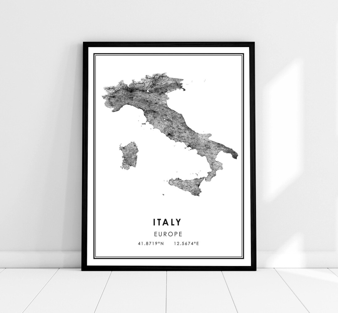 Italy Country Map Print Poster Canvas | Italy Country Road Map Print ...